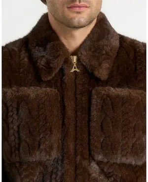 Manière De Voir David Plush Cable Embossed Jacket - Brown