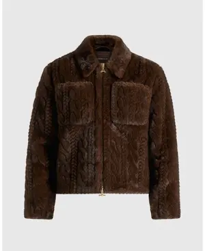 Manière De Voir David Plush Cable Embossed Jacket - Brown