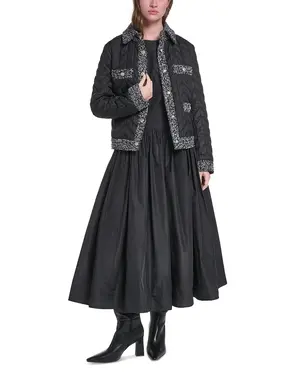 Karl Lagerfeld Paris Agyness Quilted Contrast Trim Jacket