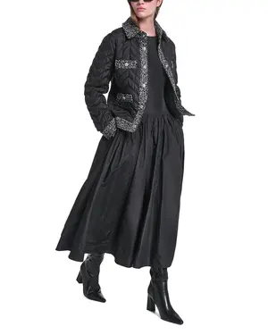 Karl Lagerfeld Paris Agyness Quilted Contrast Trim Jacket