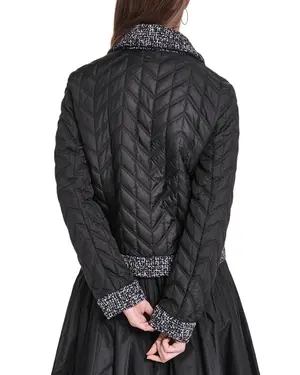 Karl Lagerfeld Paris Agyness Quilted Contrast Trim Jacket