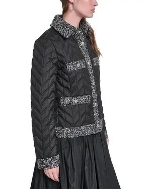 Karl Lagerfeld Paris Agyness Quilted Contrast Trim Jacket