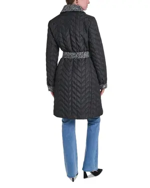 Karl Lagerfeld Paris Agyness Quilted Contrast Trim Coat
