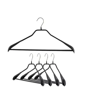 MAWA Bodyform Grip Clothing Hanger, Model 42ls, Set Of 5 - Black