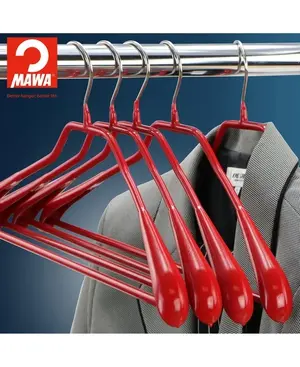 MAWA Bodyform Grip Clothing Hanger, Model 42ls, Set Of 5 - Red