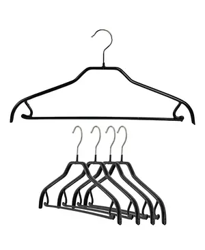 MAWA Silhouette Steel Grip Clothing Hanger, Model 41frs, Set Of 5 - Black