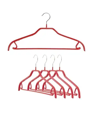 MAWA Silhouette Steel Grip Clothing Hanger, Model 41frs, Set Of 5 - Red