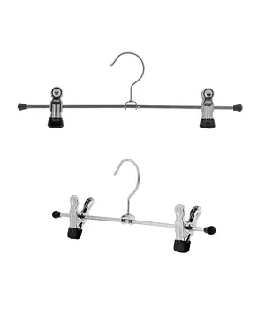MAWA Adjustable Pant Clip Hanger With Grip Tip Clips, Model K30d, Set Of 10 - Black
