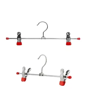 MAWA Adjustable Pant Clip Hanger With Grip Tip Clips, Model K30d, Set Of 10 - Red