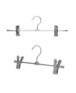 MAWA Adjustable Pant Clip Hanger With Grip Tip Clips, Model K30d, Set Of 10 - Silver