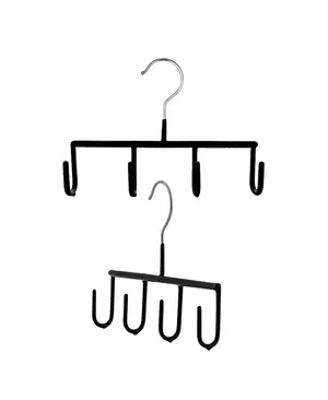 MAWA Four Hook Belt And Accessory Hanger, Grip Coated, Model Gh, Set Of 2 Black