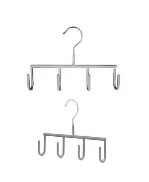 MAWA Four Hook Belt And Accessory Hanger, Grip Coated, Model Gh, Set Of 2 Silver