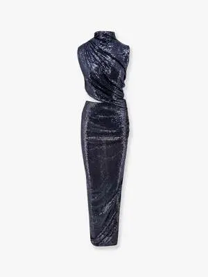 AMAZUIN Leo Stretch Tulle Dress With Sequins - Blue