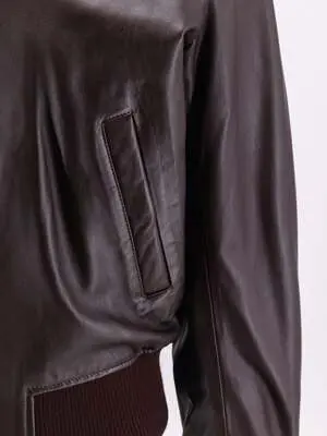 AMI Paris Bordeaux Leather Jacket With Zip