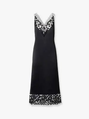 Fendi Silk And Millefiori Lace Midi Dress - Black