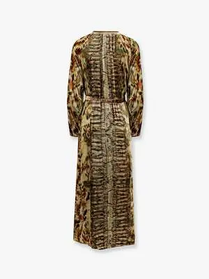 PIERRE-LOUIS MASCIA Kanada Multicolor Chenille Chemisier Dress - Beige