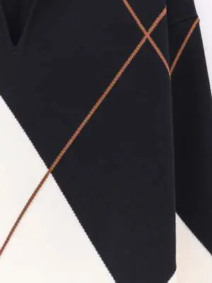 Max Mara Mxmsala Argyle Pattern Virgin Wool Sweater - Black