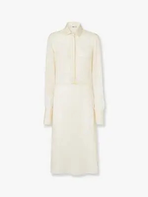Fendi Silk Jacquard Chemisier Dress - Beige