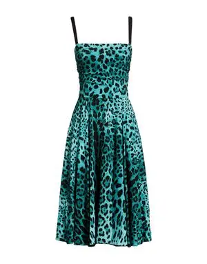 Dolce & Gabbana Midi Dress Turquoise Size Silk, Elastane, Polyester, Polyamide
