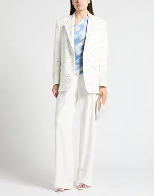 Elisabetta Franchi Blazer Ivory Size Polyester, Elastane