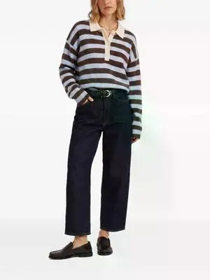 Chinti & Parker Striped Merino-wool Polo Top