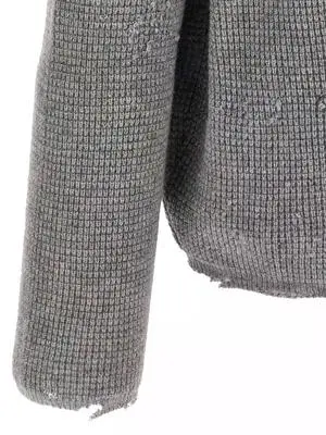 SECOND / LAYER Friends Distressed Honeycomb-knit Sweater