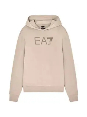 EA7 Rhinestone-logo Hoodie - Neutrals