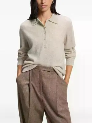 BOSS Pure Cashmere Polo Sweater - Neutrals
