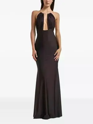 DANAME Calliane Cut-out Halterneck Maxi Dress - Brown