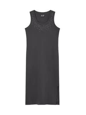 EA7 Rhinestone-embellished Sleeveless Midi Dress - Grey