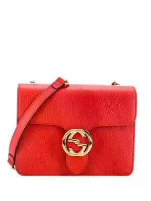 Gucci Interlocking Leather Small Shoulder Bag - Red