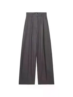 Gcds Logo-patch Wide-leg Trousers - Grey