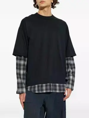 Comme Des Garçons Layered-design Check-pattern T-shirt - Black