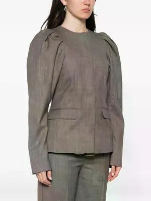 GANNI Wool Melange Puffy-sleeve Jacket