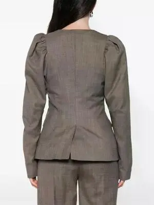 GANNI Wool Melange Puffy-sleeve Jacket