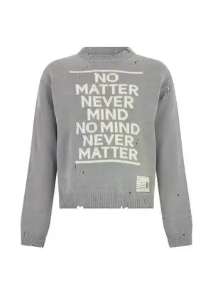 Mihara Yasuhiro Message Jacquard Knit Sweater - Grey