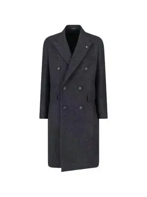 Tagliatore Check-pattern Virgin Wool Coat - Grey
