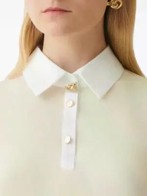 Fabiana Filippi Contrast-collar Long-sleeve Polo Shirt