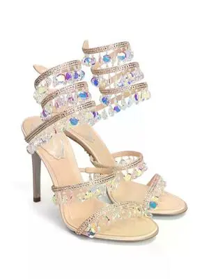 Rene Caovilla Chandelier Crystal-embellished Heeled Sandals - Neutrals