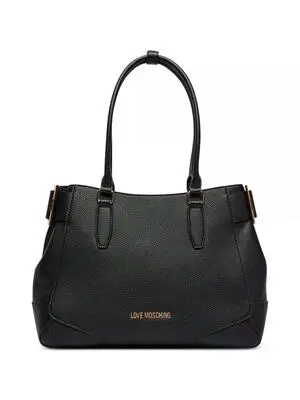 Moschino Logo-plaque Pebbled Tote Bag