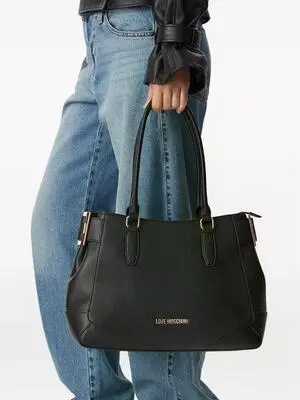 Moschino Logo-plaque Pebbled Tote Bag