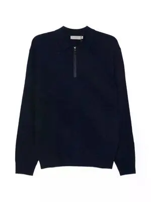 Canali Quarter-zip Knitted Polo Sweater - Blue