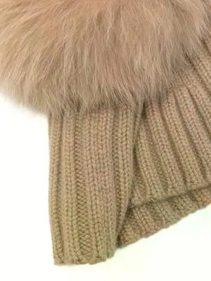 YVES SALOMON Fur-trim Ribbed Balaclava