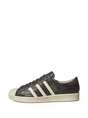 Adidas Superstar Crocodile-effect Leather Sneakers - Brown