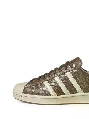 Adidas Superstar Crocodile-effect Sneakers - Brown