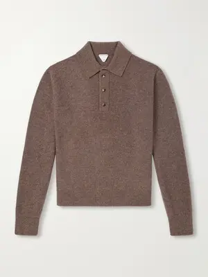 Bottega Veneta Brushed Wool And Cashmere-blend Polo Sweater - Brown