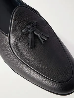 Rubinacci Marfy Tasseled Full-grain Leather Loafers - Black