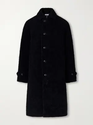 Blue Blue Japan Balmacaan Flocked Wool-blend Loop-yarn Coat