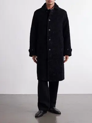 Blue Blue Japan Balmacaan Flocked Wool-blend Loop-yarn Coat