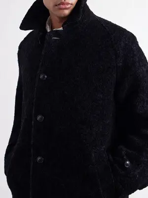 Blue Blue Japan Balmacaan Flocked Wool-blend Loop-yarn Coat